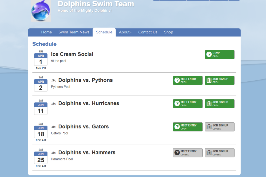 Swim Team Calendar for Dates, Sign-Ups and Info | SwimTopia