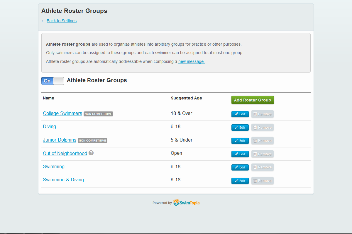 Organize Your Team Roster by Groups and Roles | SwimTopia